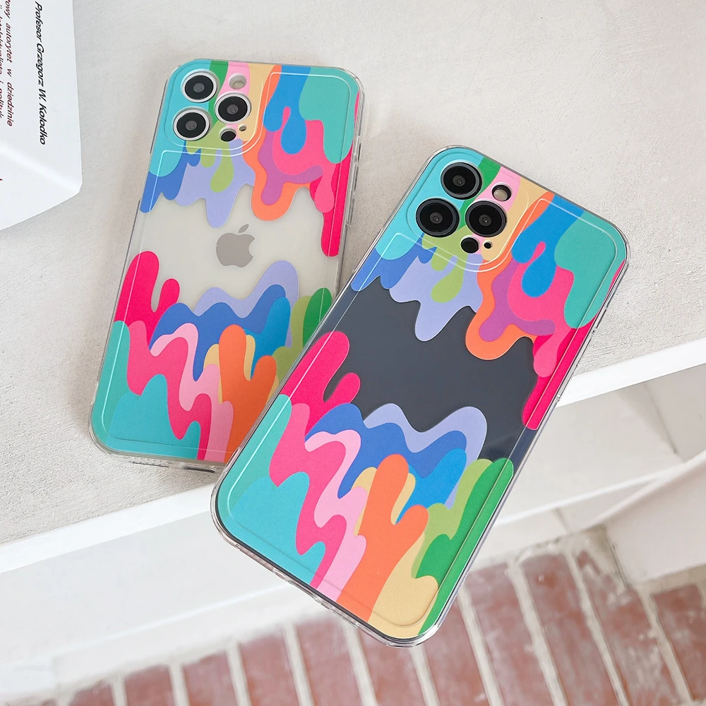 Melted Colorful Painting Phone Case For Iphone 11 12 13 Pro Max X Xs Xr ...