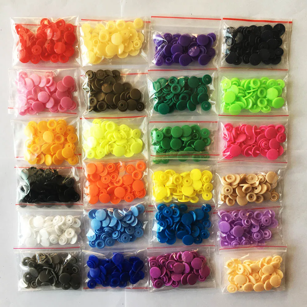 100 Sets T5 12MM Round Plastic Snaps Button Fasteners Quilt Cover Sheet ...