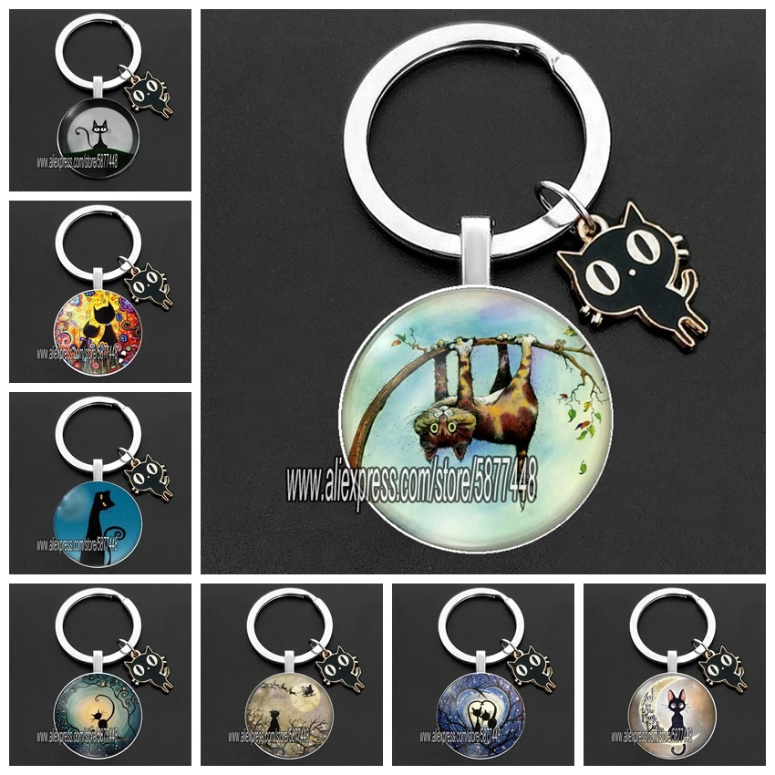 Fashion-Lovely-Cartoon-Cats-Keychain-I-Love-My-Cat-Purse-Key-Chain-Ring ...