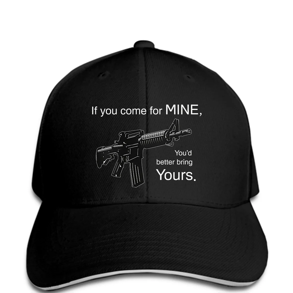 Men Baseball cap Mine Yours Funny Gun 2nd Adt AR15 snapback funny Hat ...