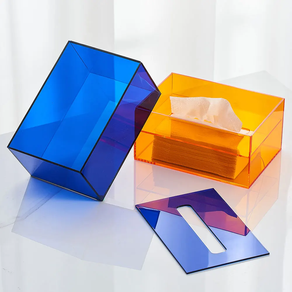 Fashion Acrylic Tissue Box Transparent Color Portable Tissue Boxes ...