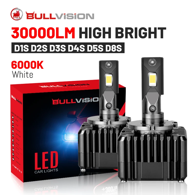 Bullvision Hid D1s D3s Led Headlights 30000lm Canbus D2s D4s D5s D8s Csp Chip Auto Headlamps ...