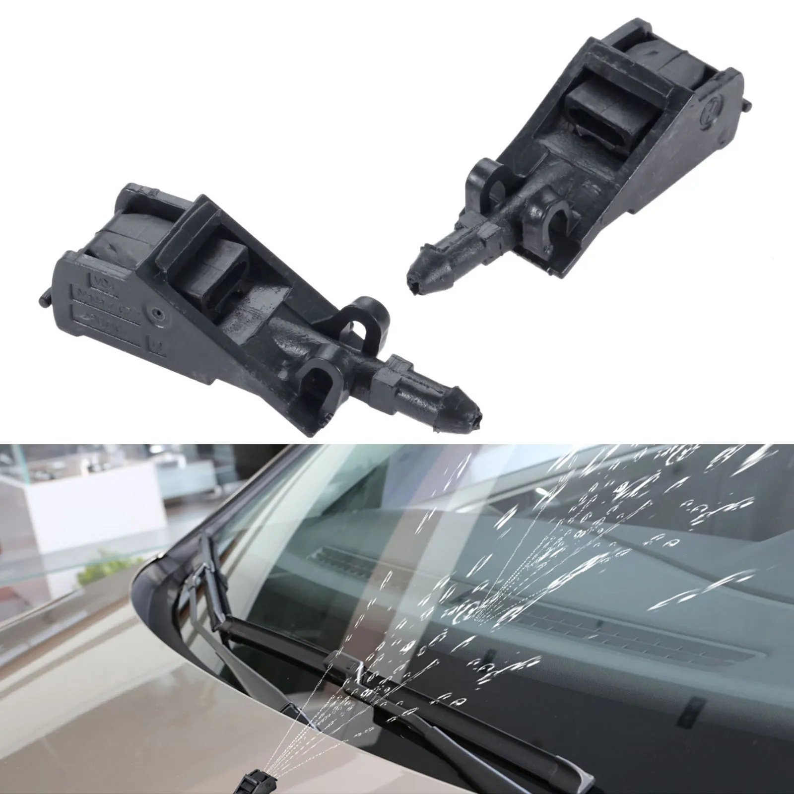 2Pcs Front Windshield Washer Jet Wiper Spray Nozzle For VW Golf Jatta ...