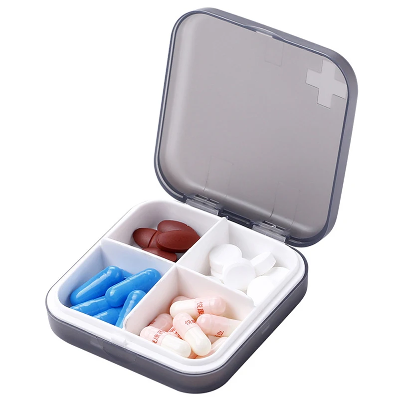 4 Grids Pill Box Mini Medicine Tablet Week Pill Case Medicine Tablet ...