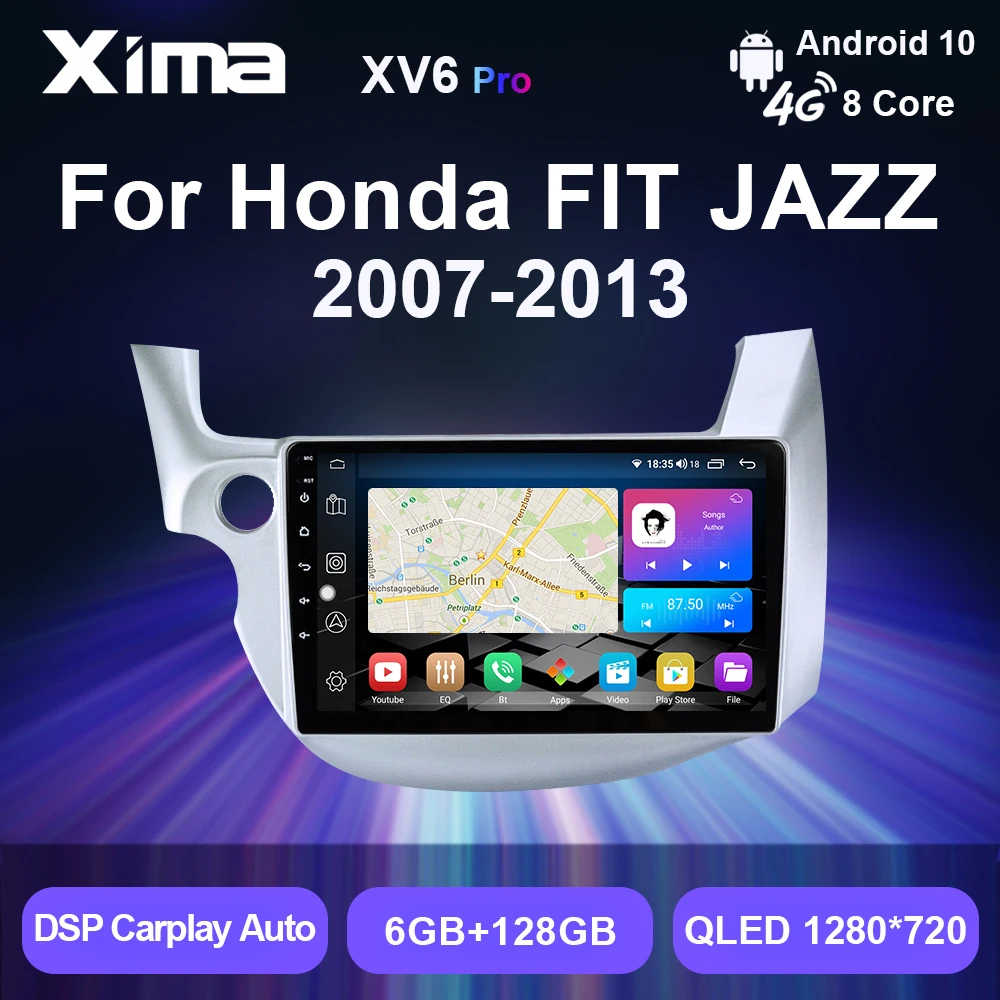 XIMA 프로 8 코어 2 딘 라디오 스테레오 자동차 안 드 로이드 자동 멀티미디어 오디오 플레이어 혼다 적합 재즈 2007 2013 GPS Carplay 무선|자동차 멀티 ...