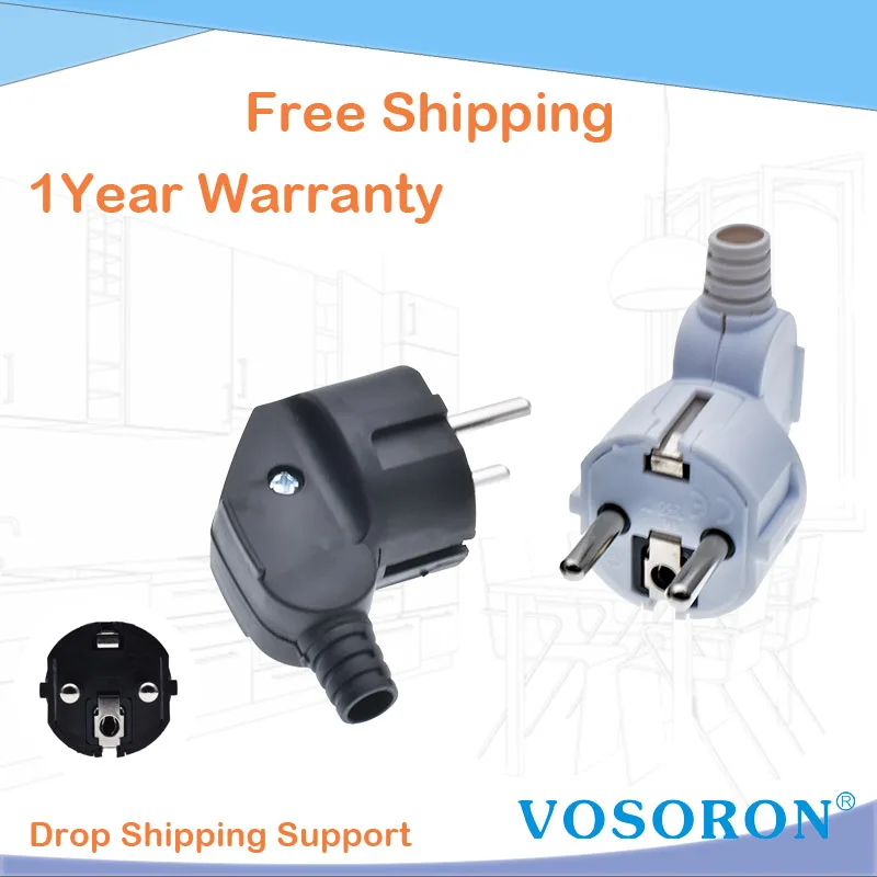 Eu European 2 Pin Ac Electrical Power Socket Ce Rewireable Plug Male ...