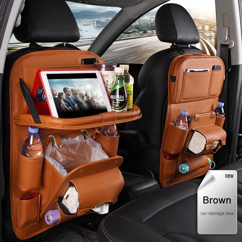 PU-Leather-Car-Storage-Bag-Multifunction-Seat-Back-Tray-Hanging-Bag ...