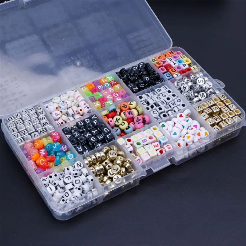 1100 Шт 15 цветов акриловые буквы алфавита бусины с 1 рулоном кристаллического шнура бусины для