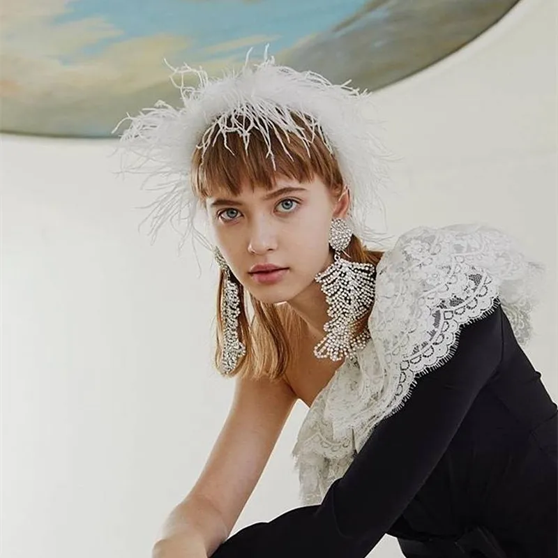 Hot Sale Luxury Shiny Rhinestone Feather Dangle Earrings For Women ...