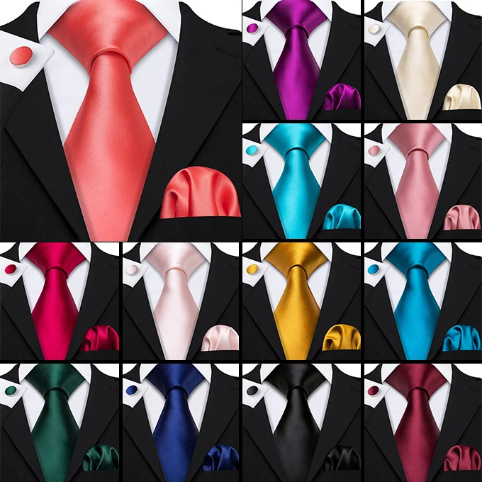 Barry.Wang corbatas de seda para hombre, conjunto de corbatas de boda ...