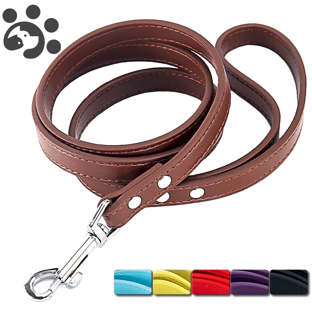 Leather Dog Leash Pet Dogs Leashes 6 Colors Solid Dog Training Leashes ...