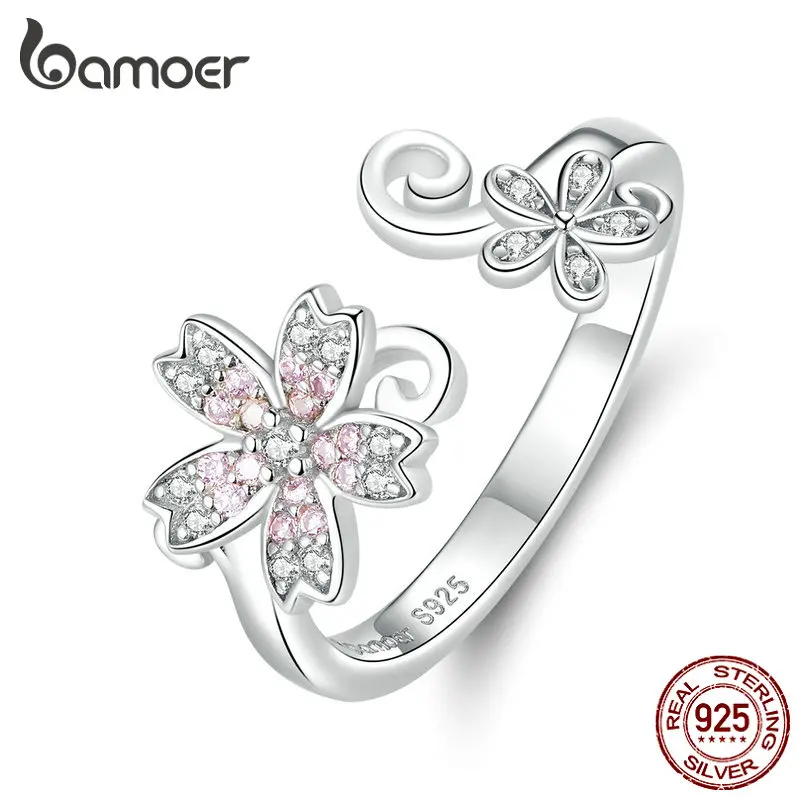 Bamoer Anillo de Plata de Ley 925 para mujer, sortija ajustable abierta ...