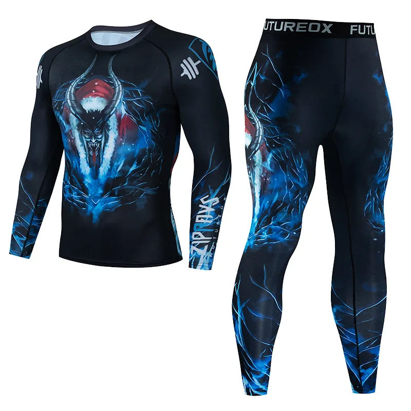 남자를위한 남자의 열 속옷 남성 Thermo Kickboxing 의류 정장 MMA BJJ 스타킹 겨울 빠른 건조 긴 존스 ...