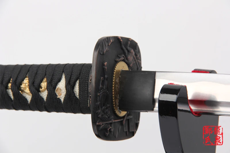 Real Samurai Katana swords full tang sharp 1045 Carbon steel hot Black ...