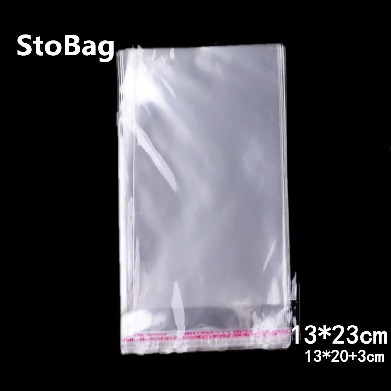 Stobag 200pcs 13*23cm Clear Self Adhesive Opp Poly Plastic Bags Necklace Jewelry Packaging Bag ...