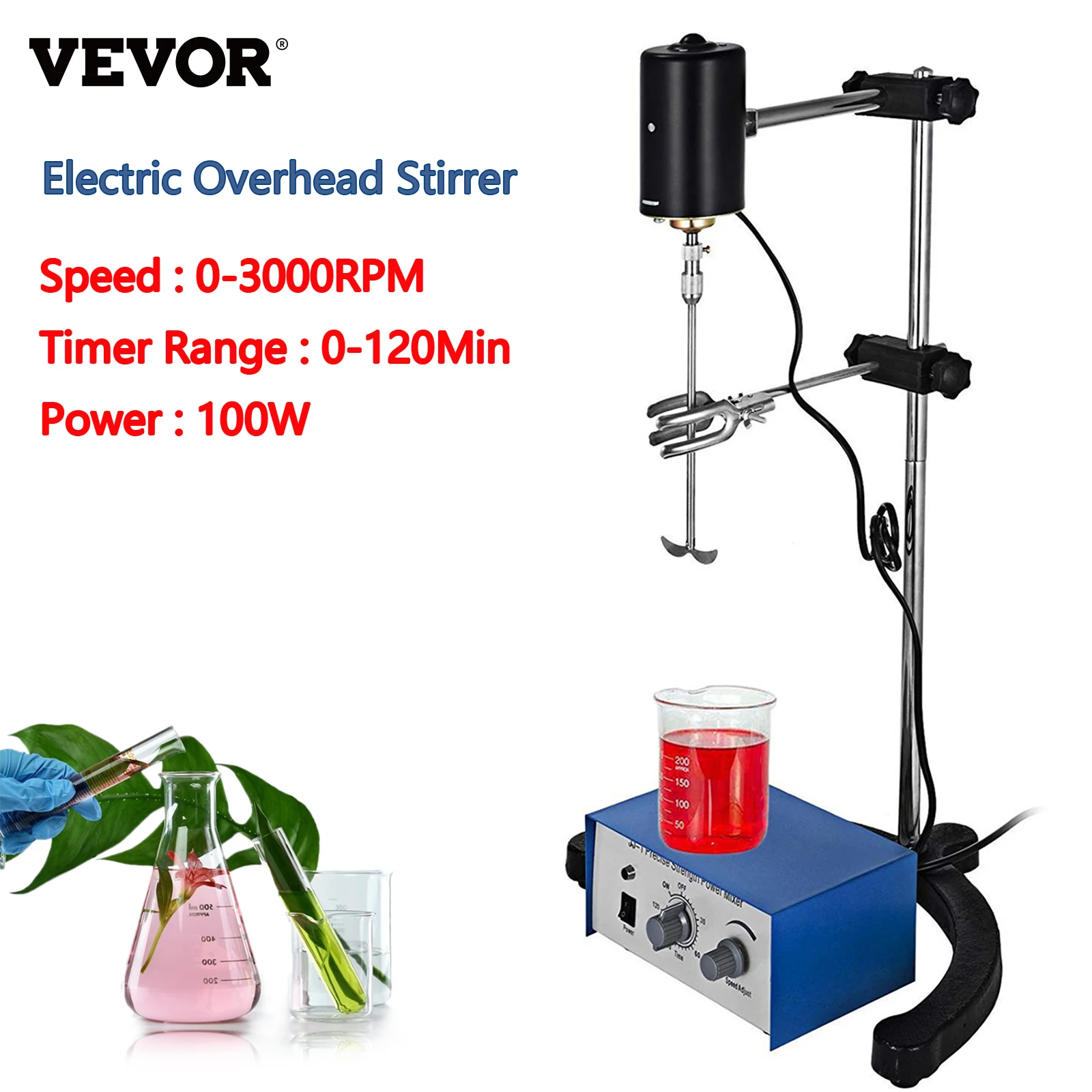 Veovr 3000rpm Electric Overhead Stirrer Mixer Magnetic Agitador Vortex ...