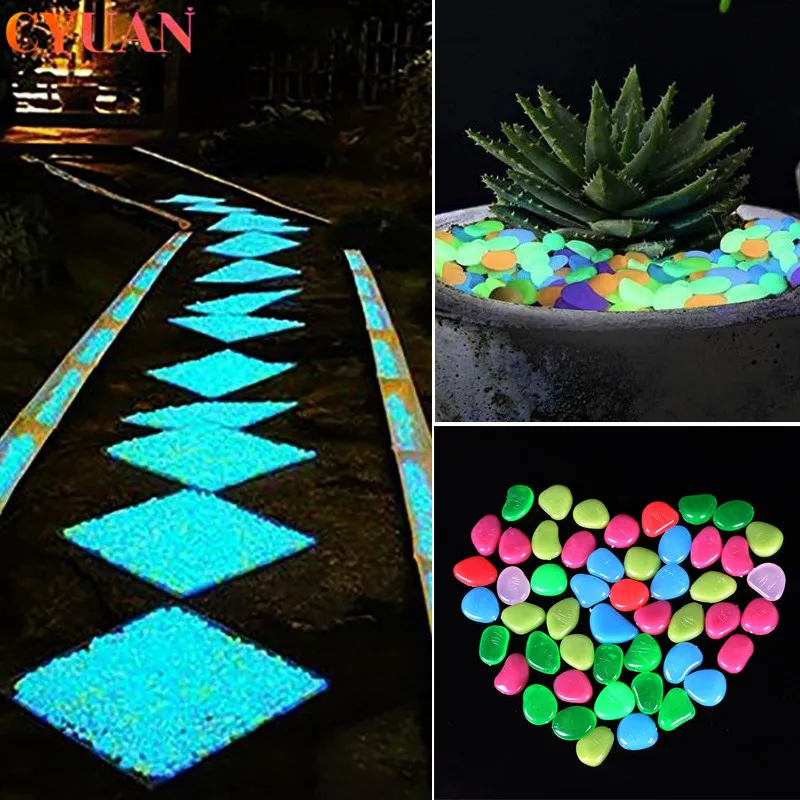 25-50pcs-Luminous-Stones-Decorative-Pebbles-Yard-Garden-Walkway-Rock ...