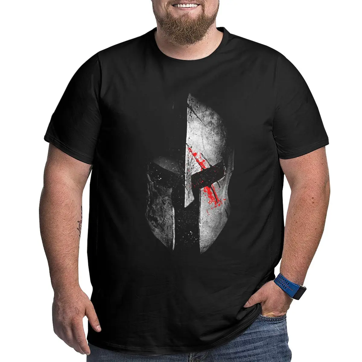 Spartan Sparta Helmet T-shirts Men Unique 100% Cotton Big Tall Tees T ...