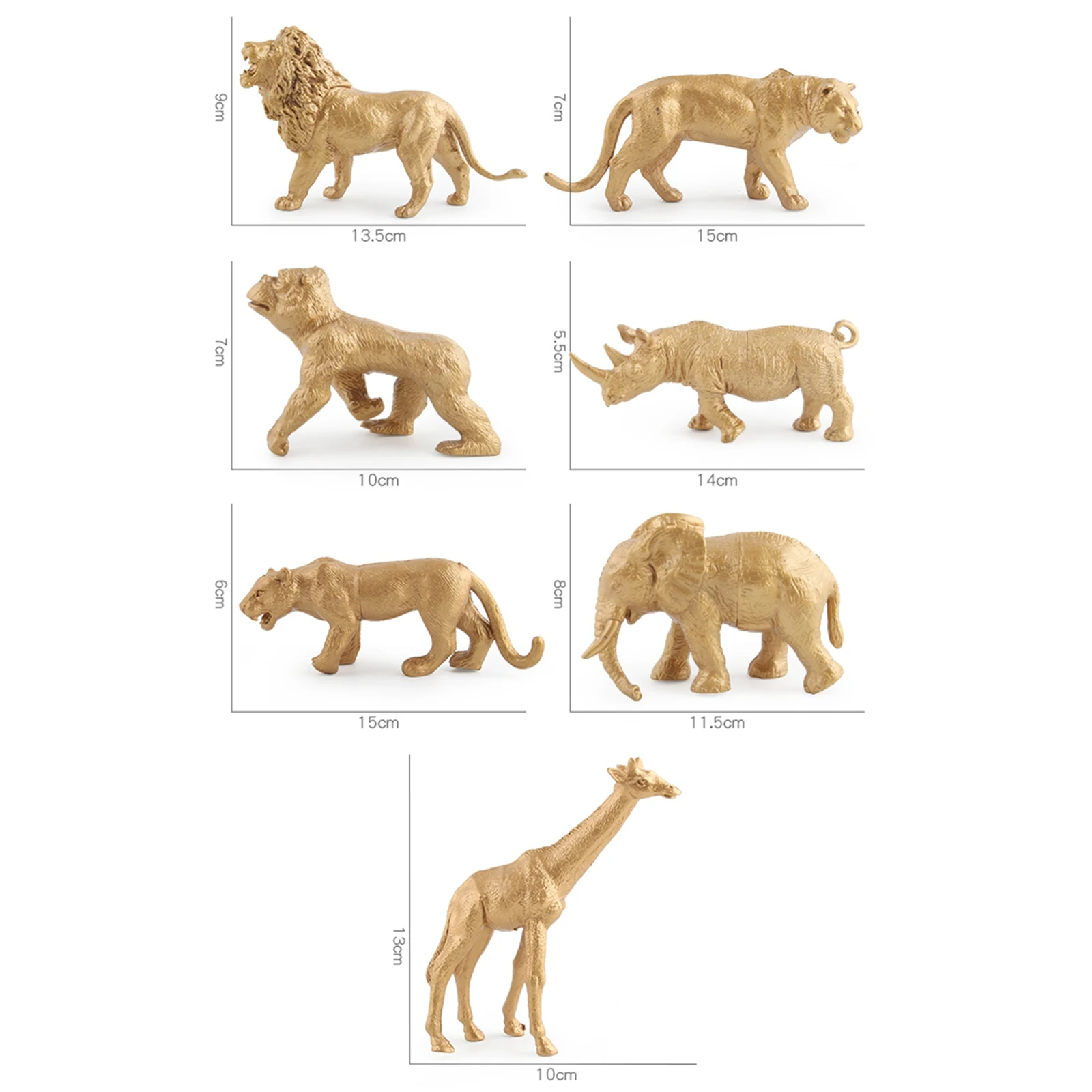 New Wild Animal Figures Simulation Model Figurine Statue Golden Educational Forest Toys For ...
