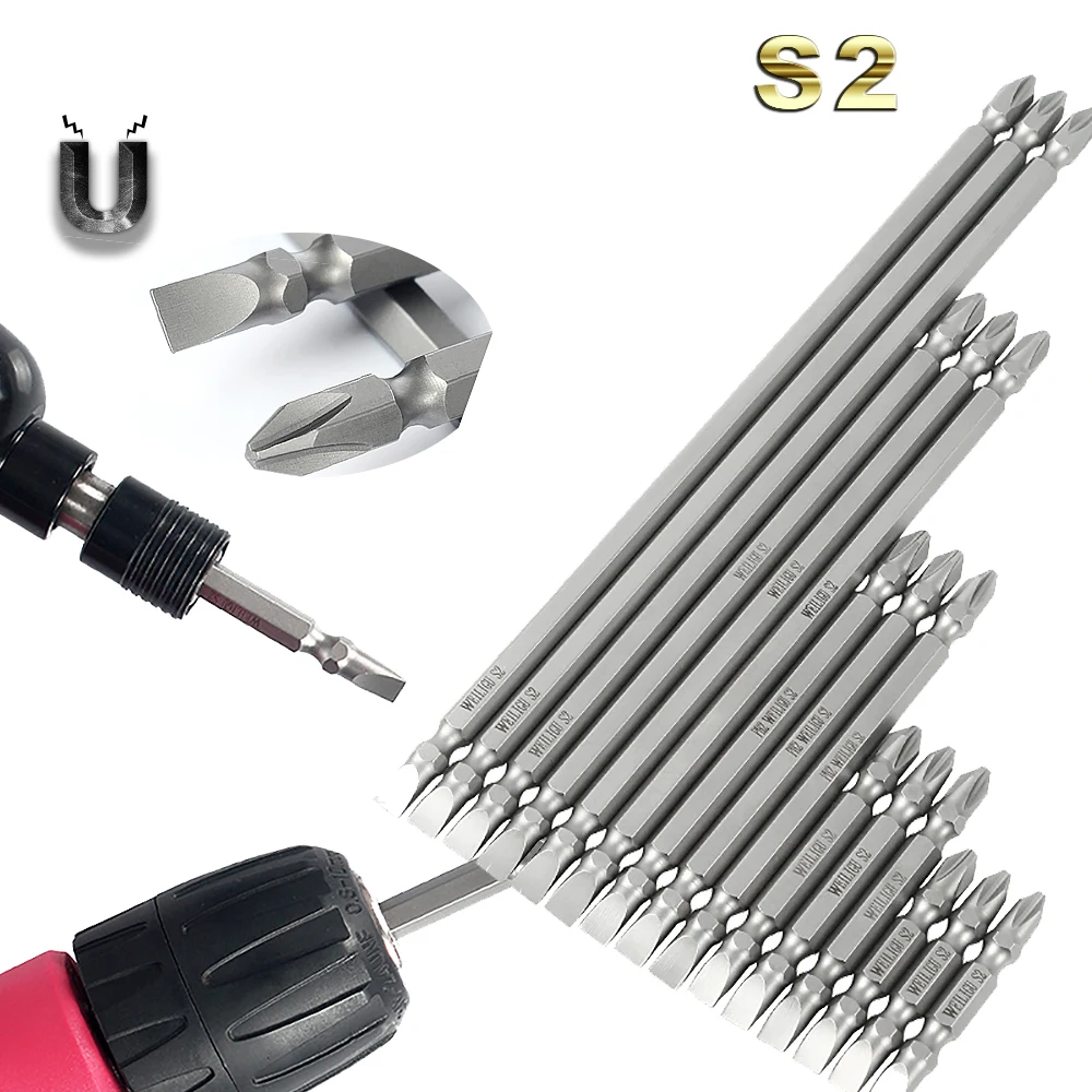 1-x-Ended-Bits-For-Screwdriver-Set-Electric-Drill-S1-4-Magnetic-double ...