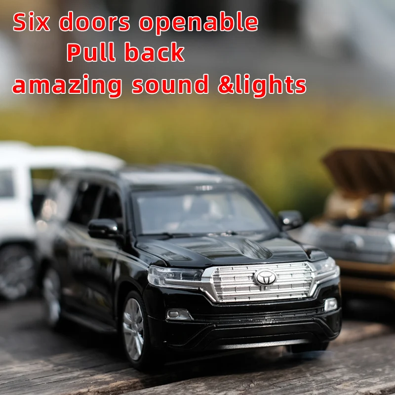 장난감 자동차 132 스케일 랜드 크루저 금속 합금 다이 캐스트 자동차 모델 미니어처 모델 풀 백 사운드 라이트 모델 어린이 자동차다이캐스트 And 장난감 차