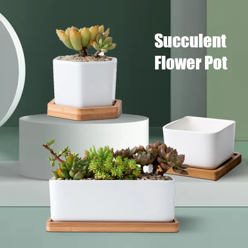 Minimalist Simple White Creative Desktop White Ceramic Flowerpot With ...