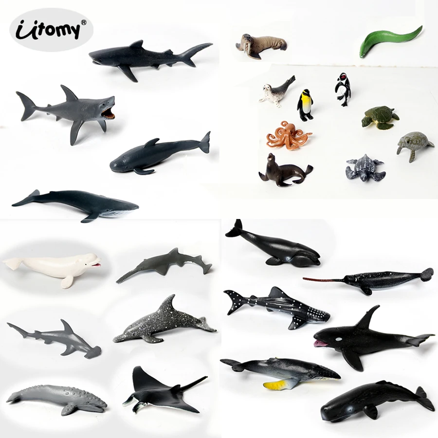 Realistic-mini-Sea-Life-Animal-Figurines-Dolphin-Shark-Whale-set-model ...