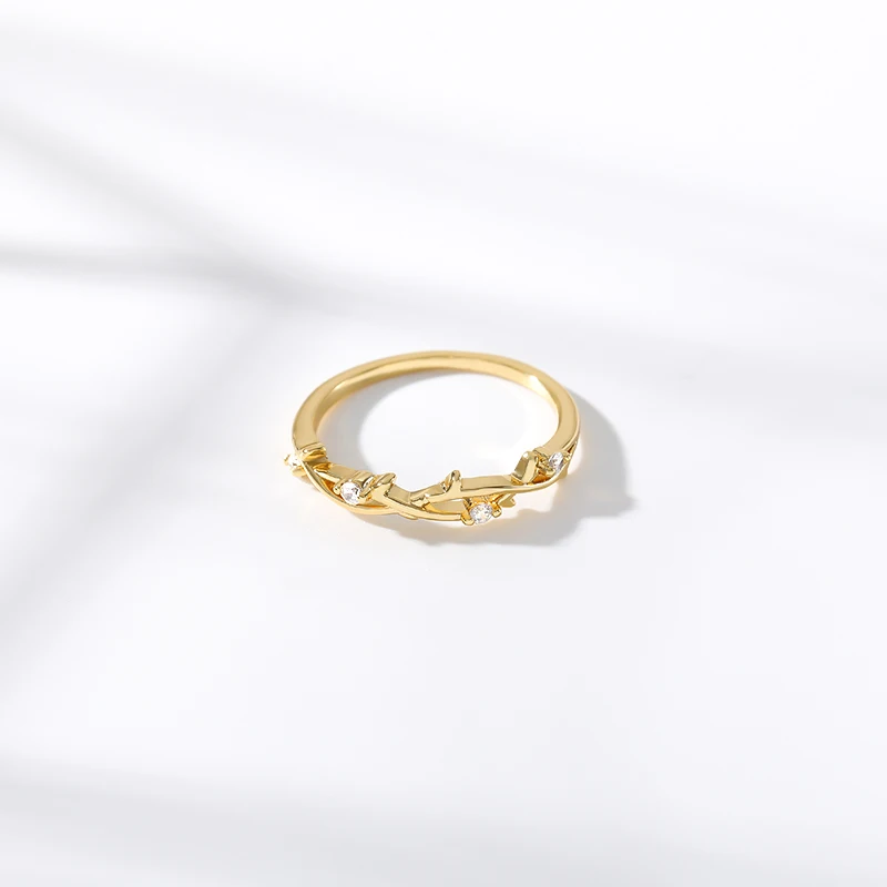 Anillos de ramas finas y hojas para mujer, joyería de moda, cristal de circón, anillo Midi de ...