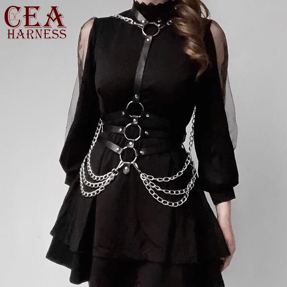 Cea Harness Woman Leather Harness Belt Body Chain Punk Style Pu Leather ...