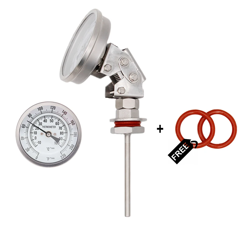 Adjustable Dial Thermometer 3"Face x 4" Probe 1/2"NPT 0 220 F Beer Boil ...