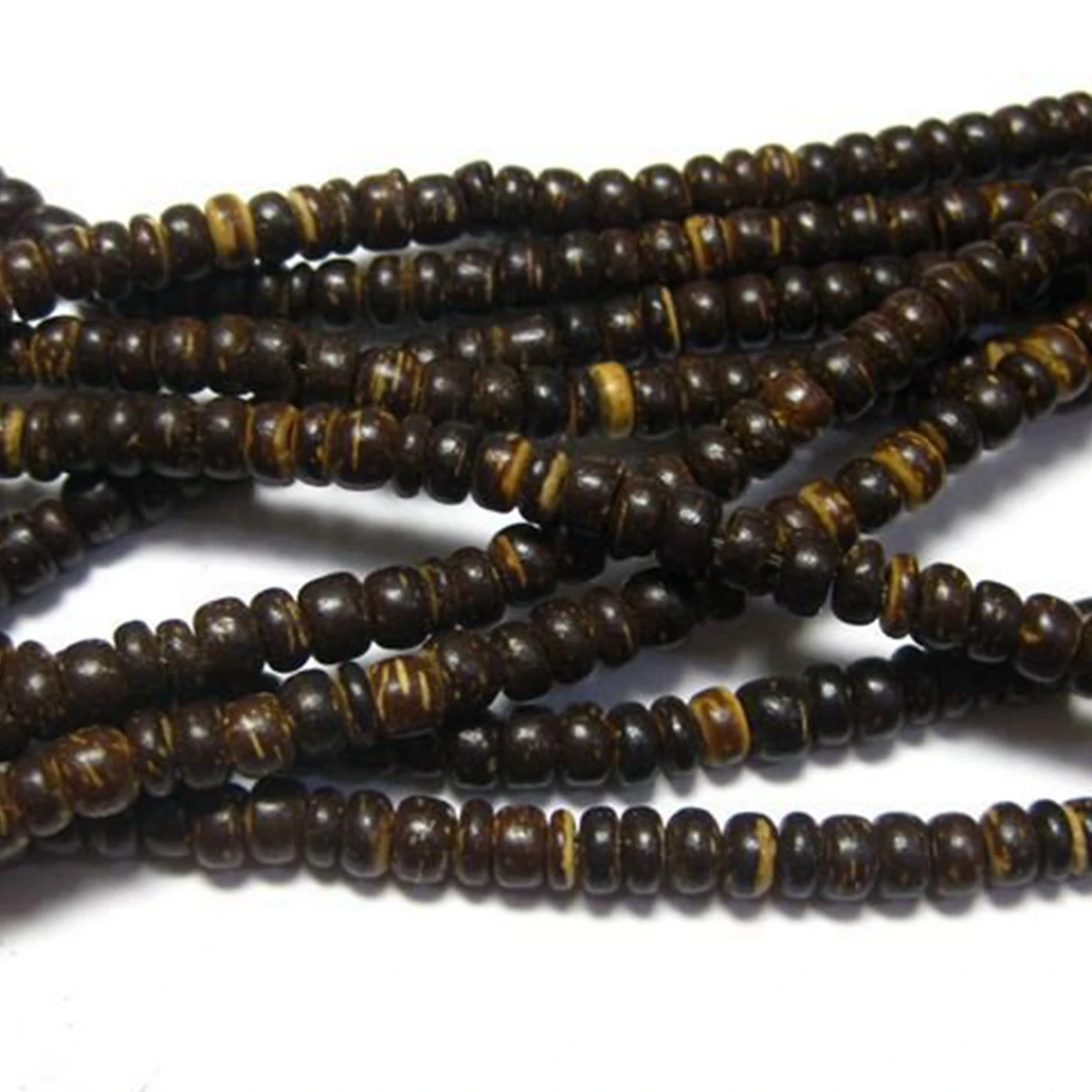 5 Strands Natural Dark Coconut Shell Rondelle Beads 16" Length 5mm for ...