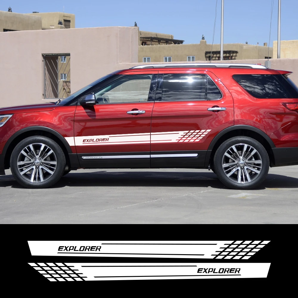2pcs Sport Car Stickers For Ford Explorer Vinyl Film Auto Long Side ...