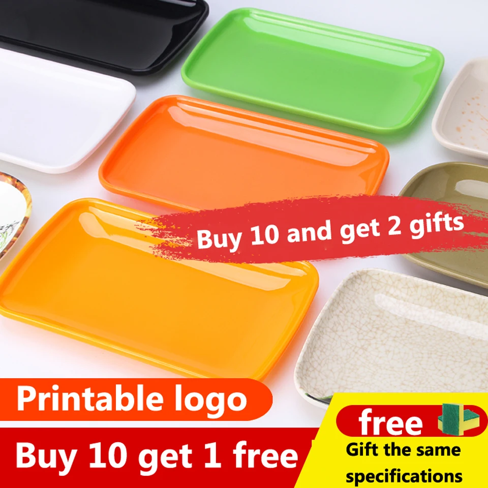 Color-Melamine-Dish-BBQ-Grilled-Skewer-Plastic-Dish-Plate-Rectangular ...