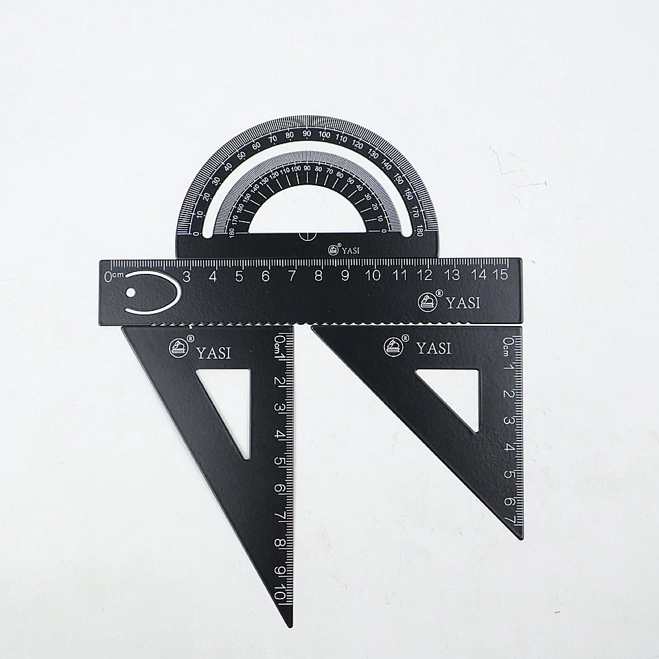 Regle - equerre,Nouvelle règle en alliage d'aluminium,rapporteur en aluminium,géométrie,Triangle ...