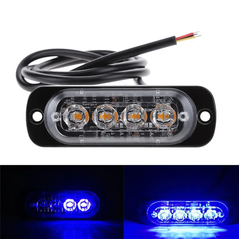 Blue Color Car Truck Beacon Lamp Amber Traffic Light 4 LED Strobe ...
