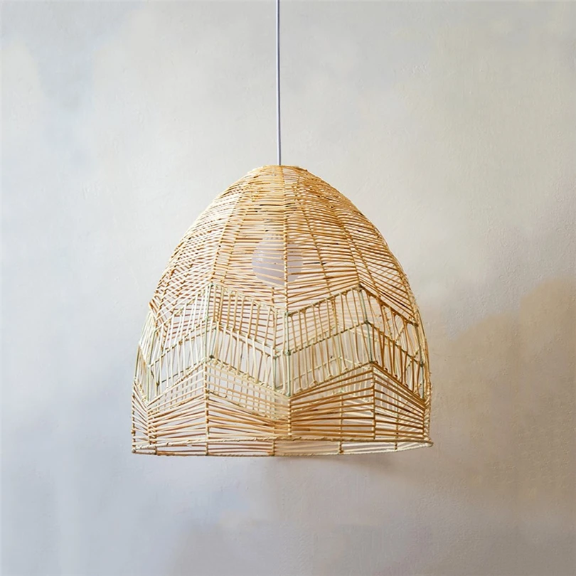 Rattan Bamboo Wave Pendant Light Fixture for Living Room Southeast Asia ...
