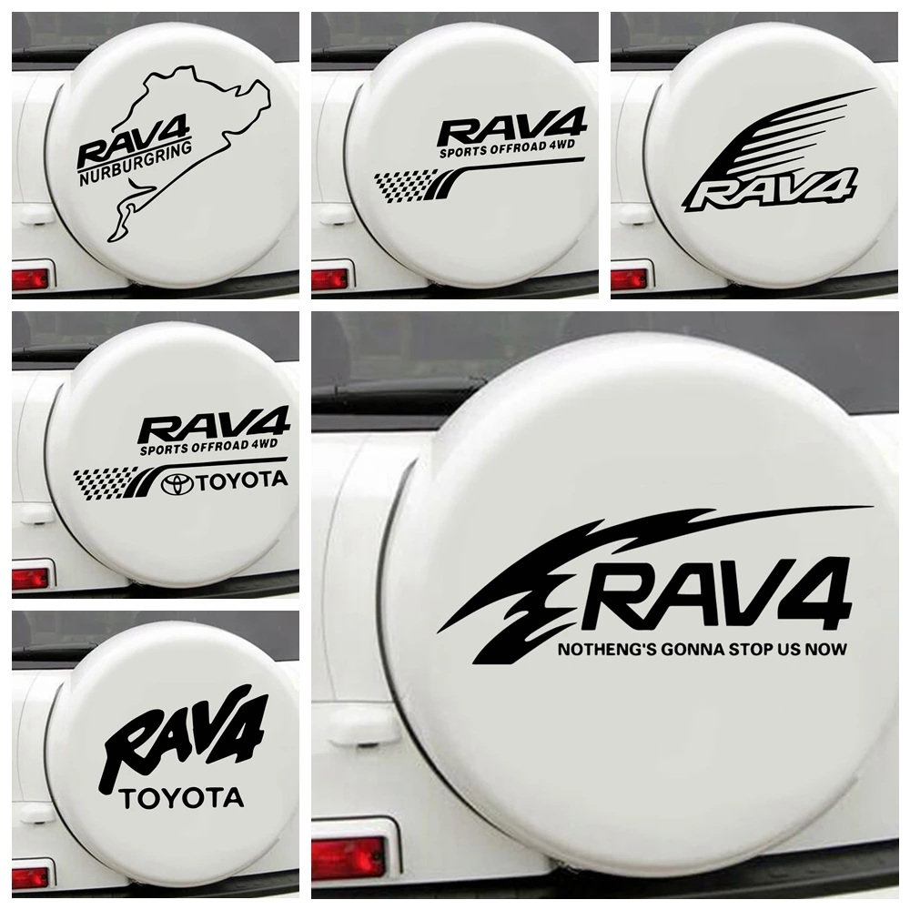 귀여운 Rav4 자동차 스페어 타이어 자동차 스티커 크리에이티브 자동차 장식 데칼 자동차 도어 핸들 비닐 자동차 바디 데칼