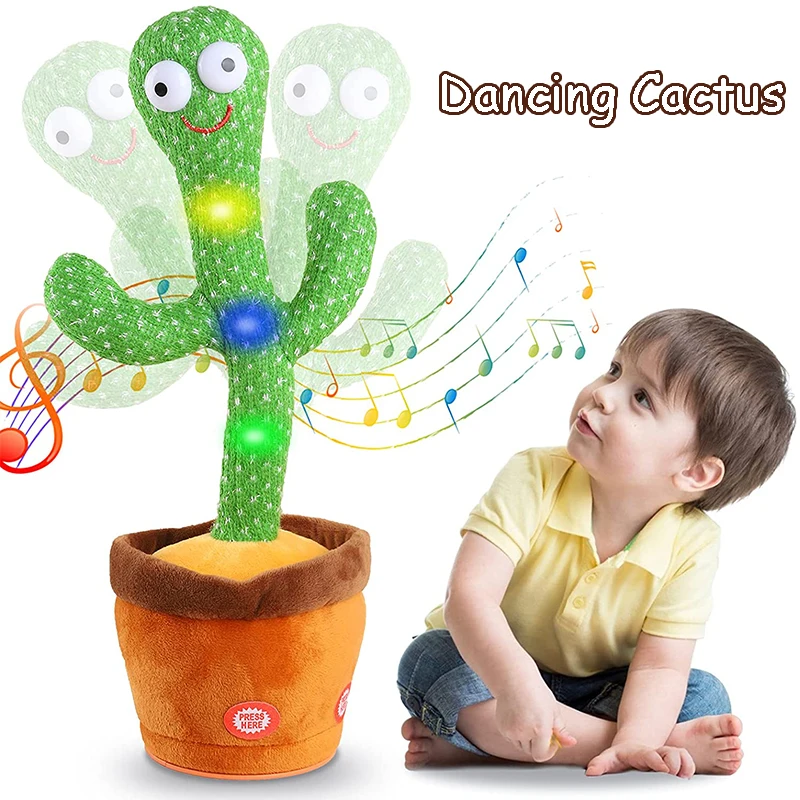 Dancing Cactus Toys USB Charging Voice Repeat Cactu Dancer Sing Talking ...