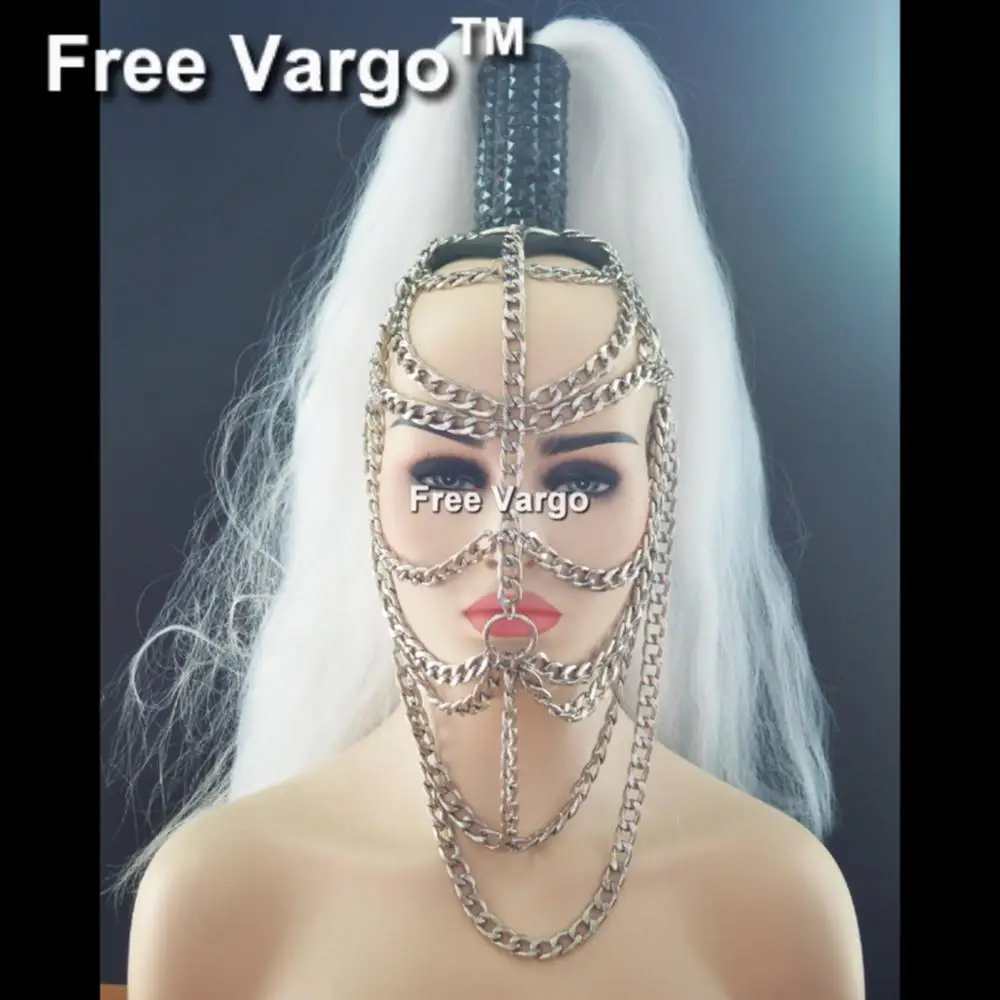 Holographic Burning Man Chain Mask Wig festival Headdress Head Pieces ...