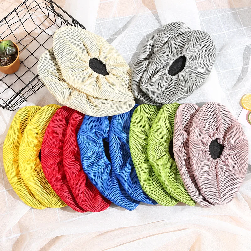 1Pair Cloth Shoe Cover Thicken Reusable Elastic Overshoes Mesh Anti ...