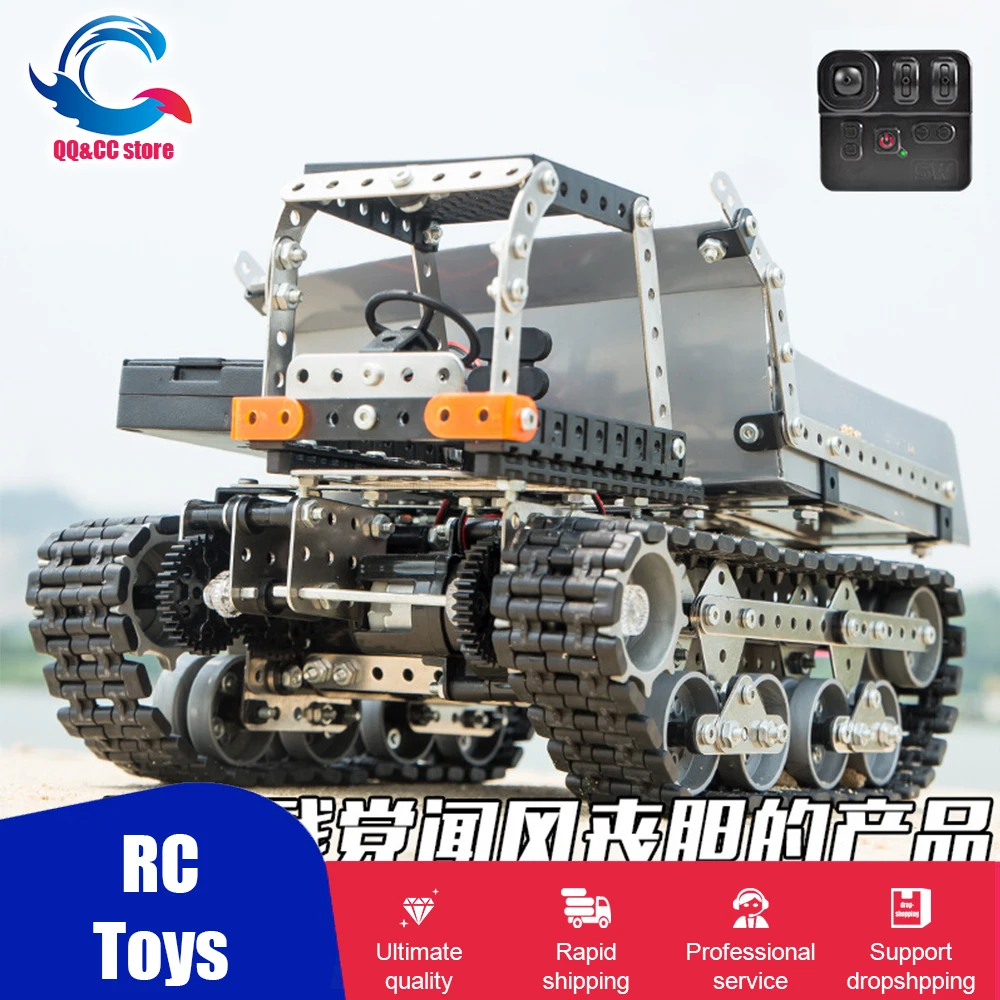 DIY 스테인레스 스틸 조립 SW (RC) 007 추적 원격 제어 덤프 트럭, 2.4G, 10 채널 퍼즐 빌딩 블록, 어린이용 ...