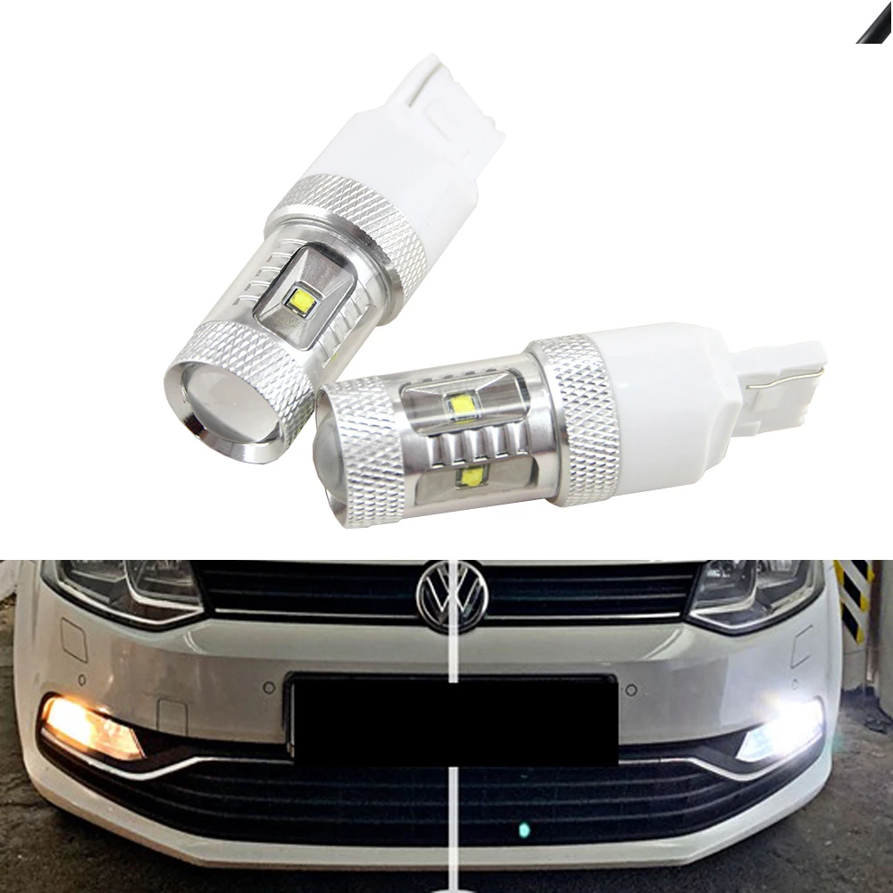 2Pcs 30W White CANBUS No error T20 W21W 7440 7443 LED Bulb for Polo 6C ...