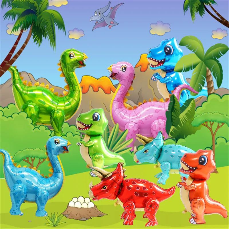 Globos de dinosaurio gigante 4D de animales, decoración de fiesta de cumpleaños para niños y ...