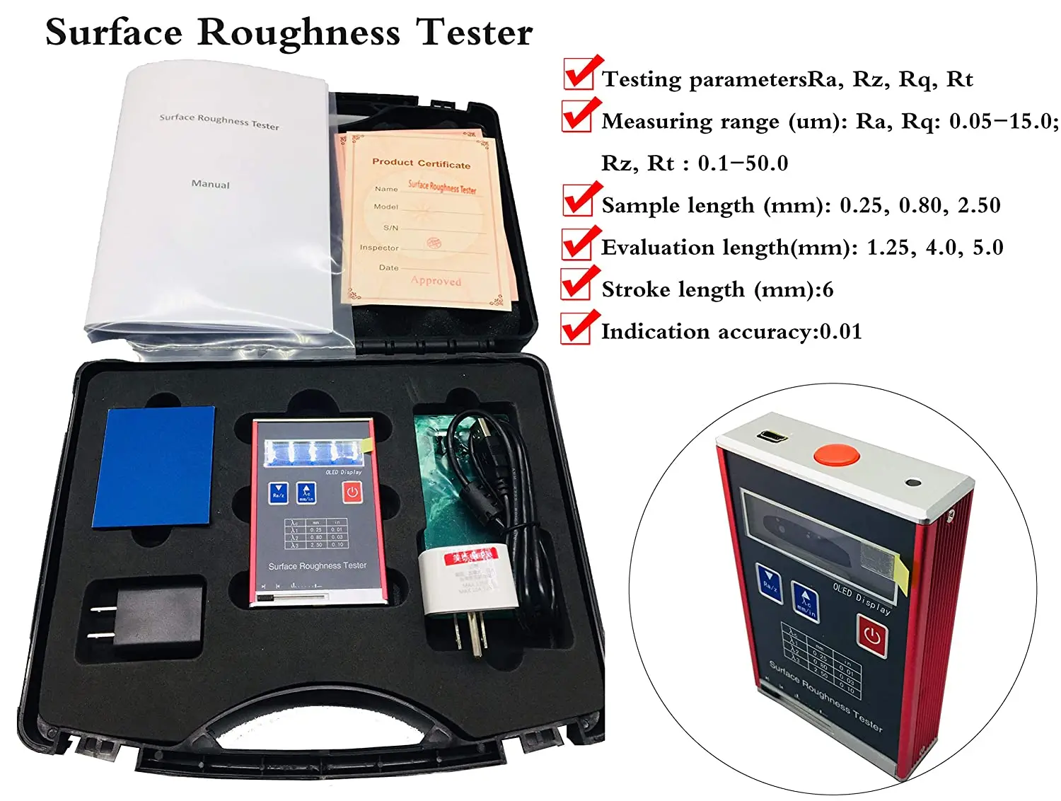 Digital-Surface-Roughness-Tester-Portable-Surface-Profilometer-Gauge ...