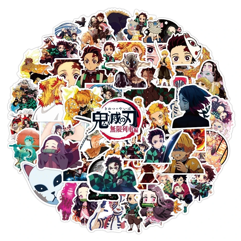 50Pcs Demon Slayer Kimetsu No Yaiba Anime Stickers Decals Skateboard ...
