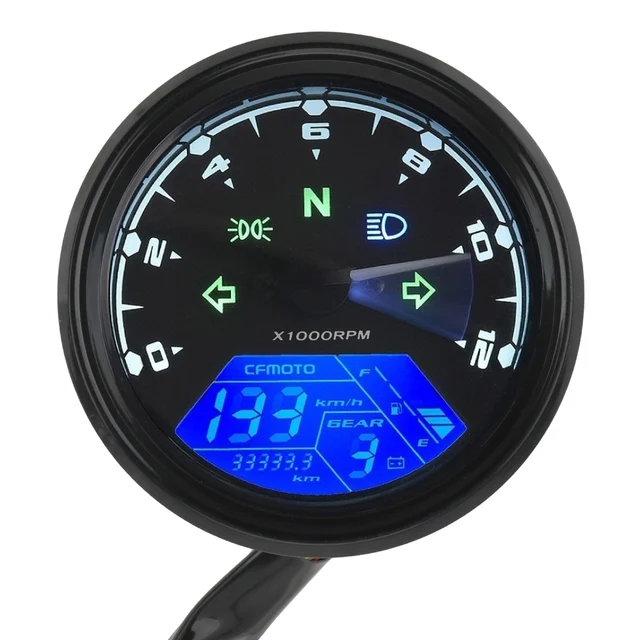 Motorcycle Panel Speedometer Universal Night vision Dial Odometer LED ...