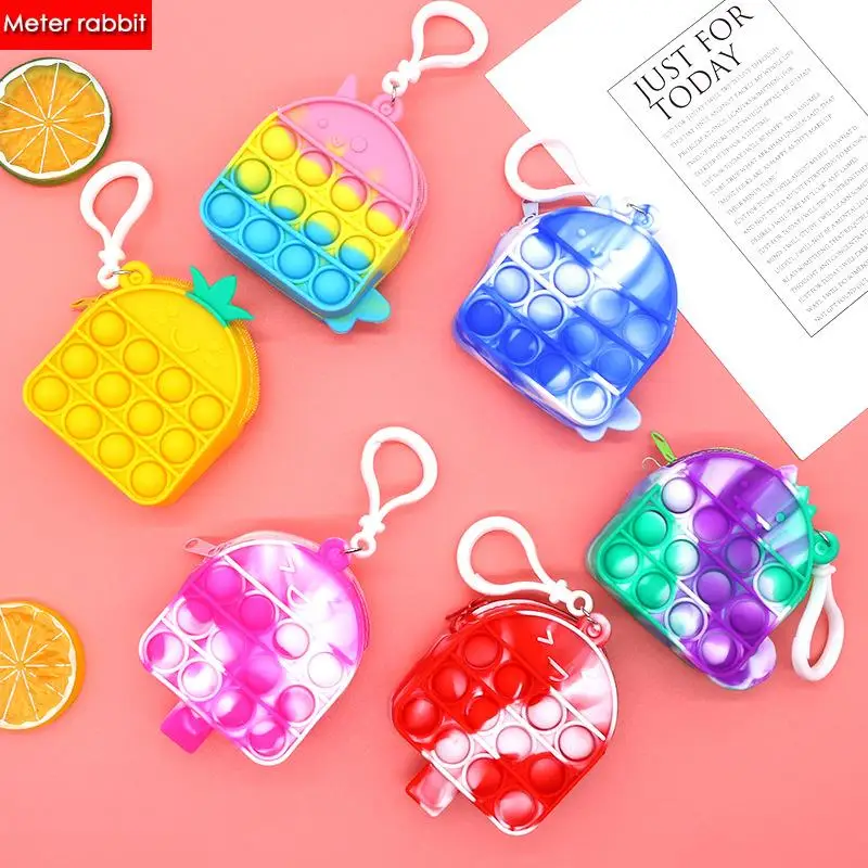 Pops Bubble Its Coin Purse Bag Fidget Simple Dimple Toy Anxiety Sensory 