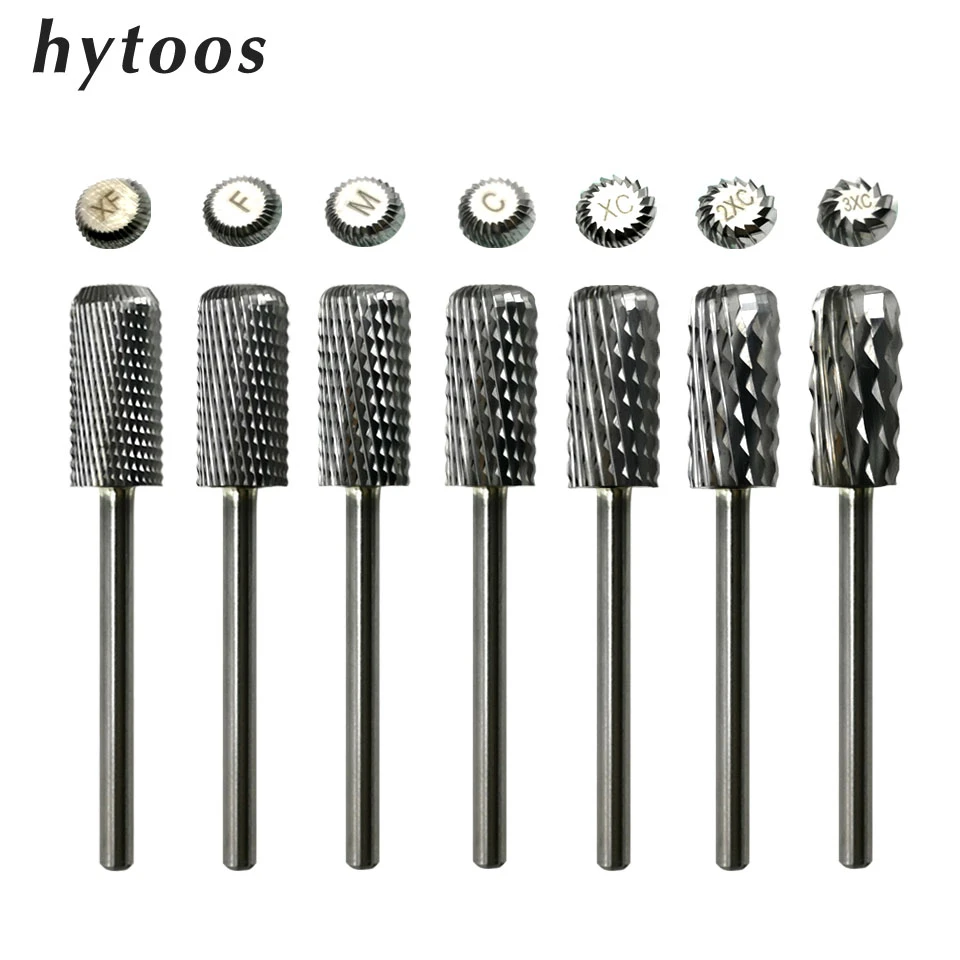 Hytoos Barrel Carbide Nail Drill Bit Rotary Burrs Reversed Chip Removal ...