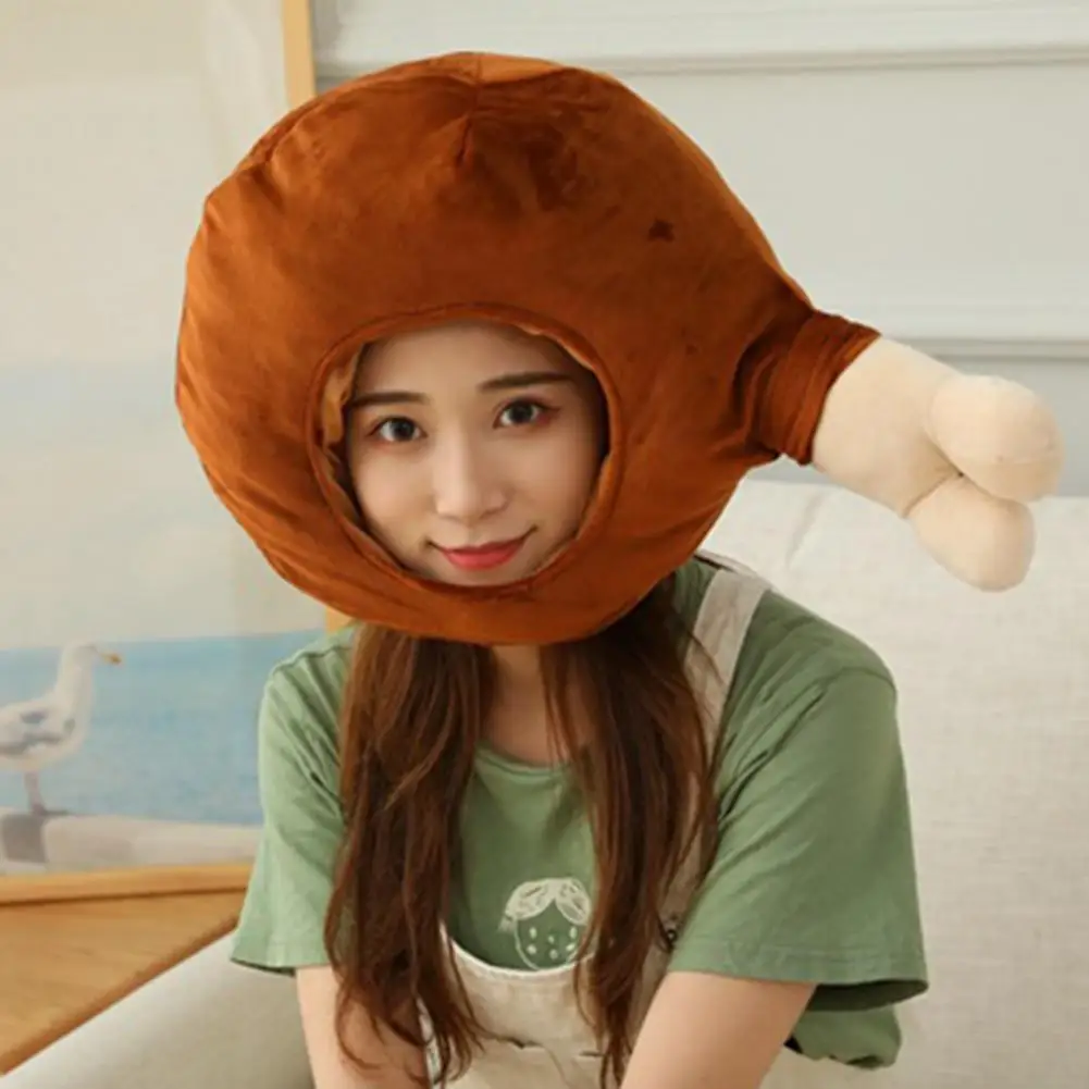 Cute-Chicken-Leg-Bread-Dumpling-Bun-Soft-Plush-Doll-Headgear-Hat ...