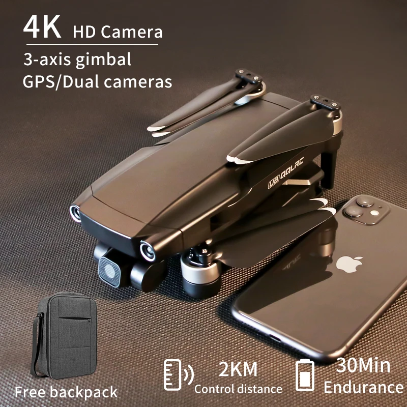 3-axis Gimbal Positioning Drone 4K HD Dual Camera Brushless Motor ...